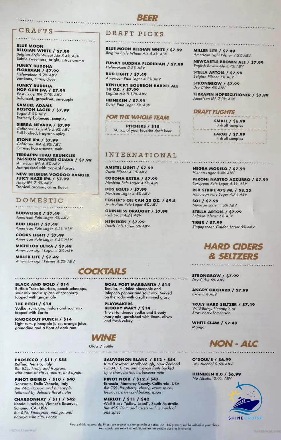 Royal Caribbean Drink Prices 2025 & Bar Menus for all Ships