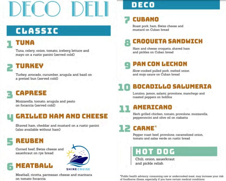 Carnival Cruise Menus 2025 (Complimentary, Specialty, & MDR)