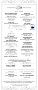 Carnival Main Dining Room Menu 2025 For All Ships