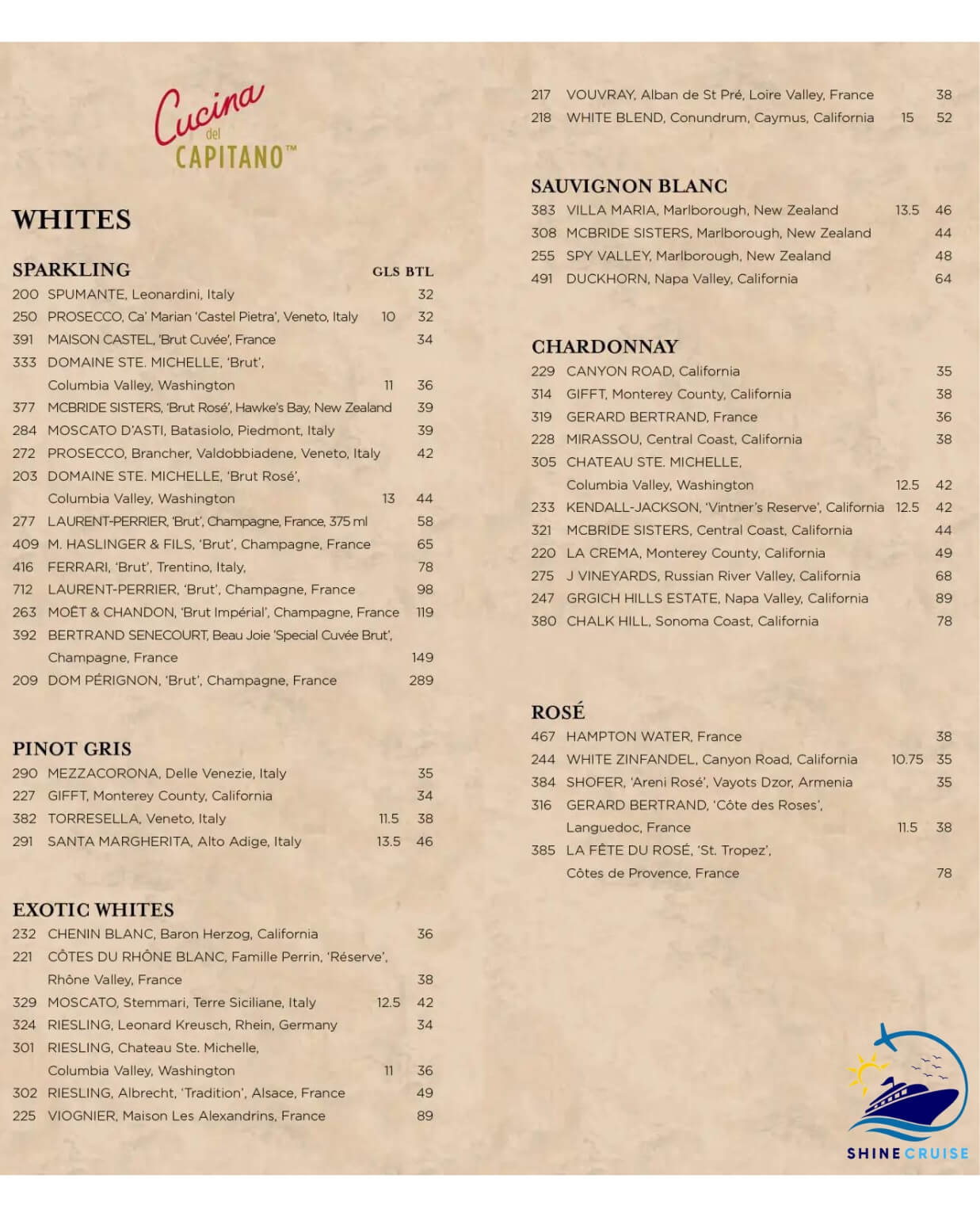 Carnival Cucina del Capitano Menu 2025 Prices and Reviews