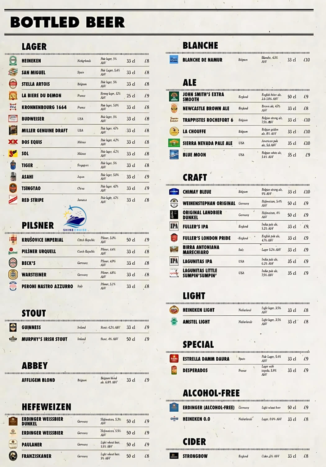 MSC Drinks Menu 2025 Prices (All MSC Bar Menus with Prices)