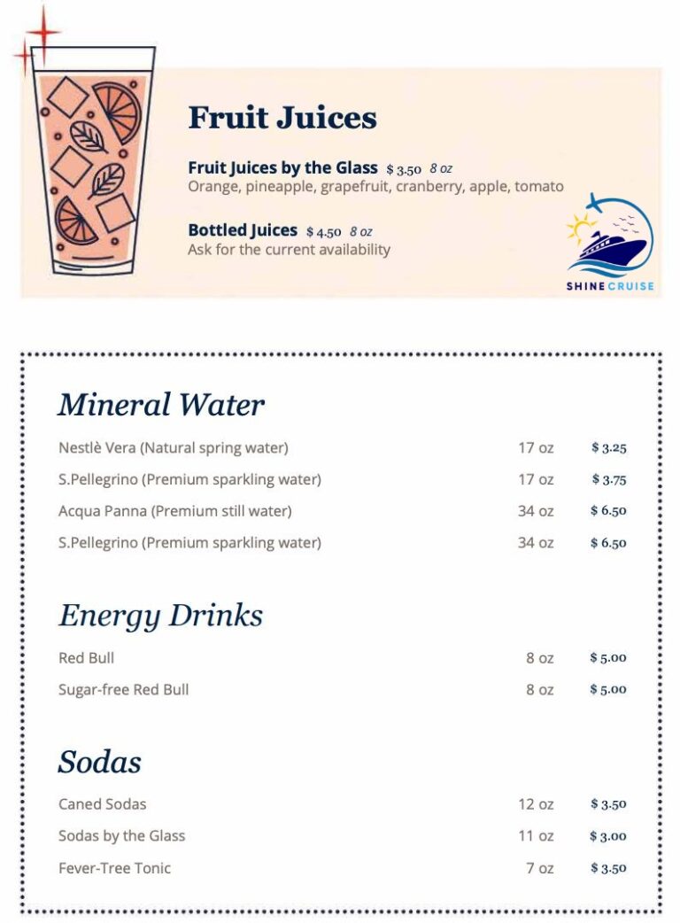 MSC Drinks Menu 2025 Prices (All MSC Bar Menus with Prices)