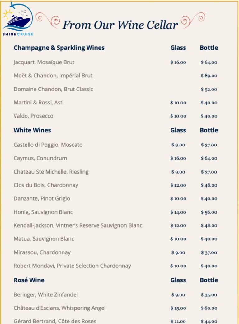 MSC Drinks Menu 2025 Prices (All MSC Bar Menus with Prices)