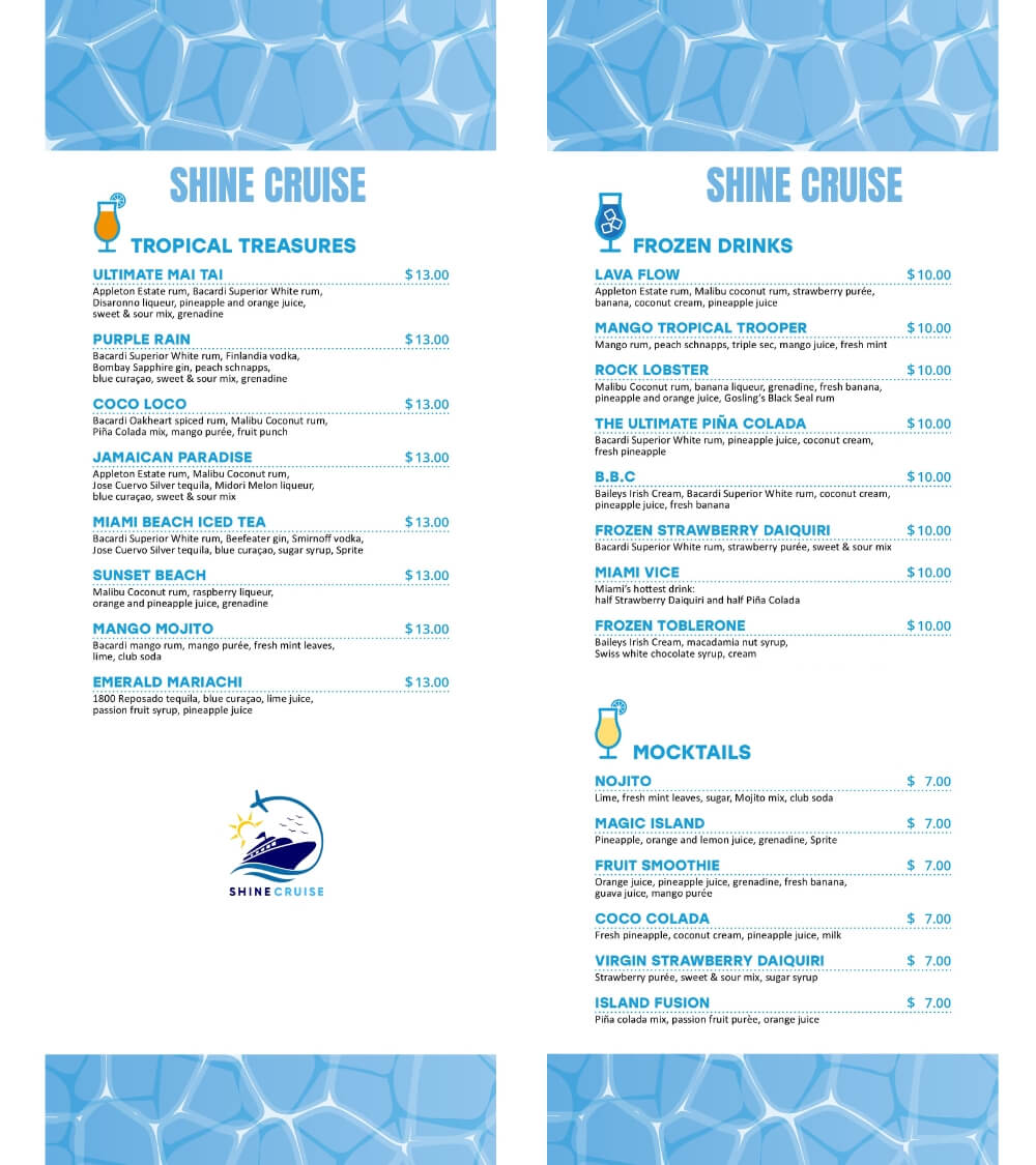 MSC Drinks Menu 2025 Prices (All MSC Bar Menus with Prices)