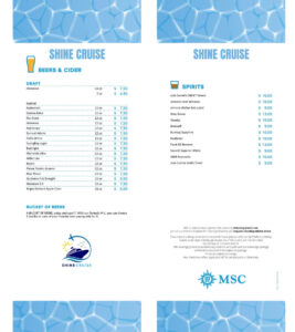 MSC Drinks Menu 2025 Prices (All MSC Bar Menus with Prices)
