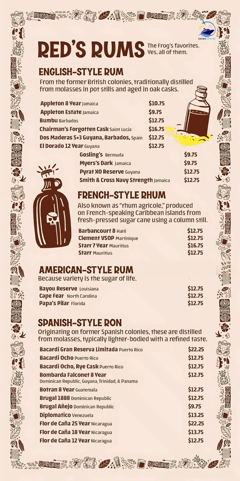 Carnival Red Frog Tiki Bar Menu 2026 with Prices & Tips