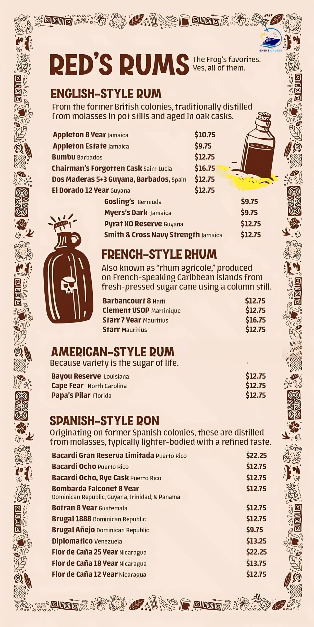 Carnival Red Frog Tiki Bar Menu 2025 with Prices & Tips