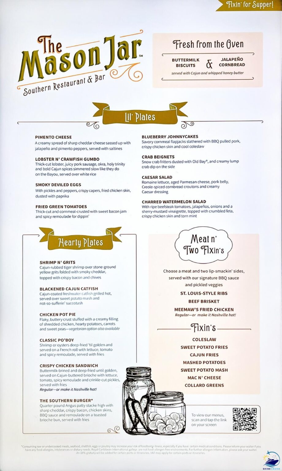 Royal Caribbean Mason Jar Menu 2025 with Prices & Review