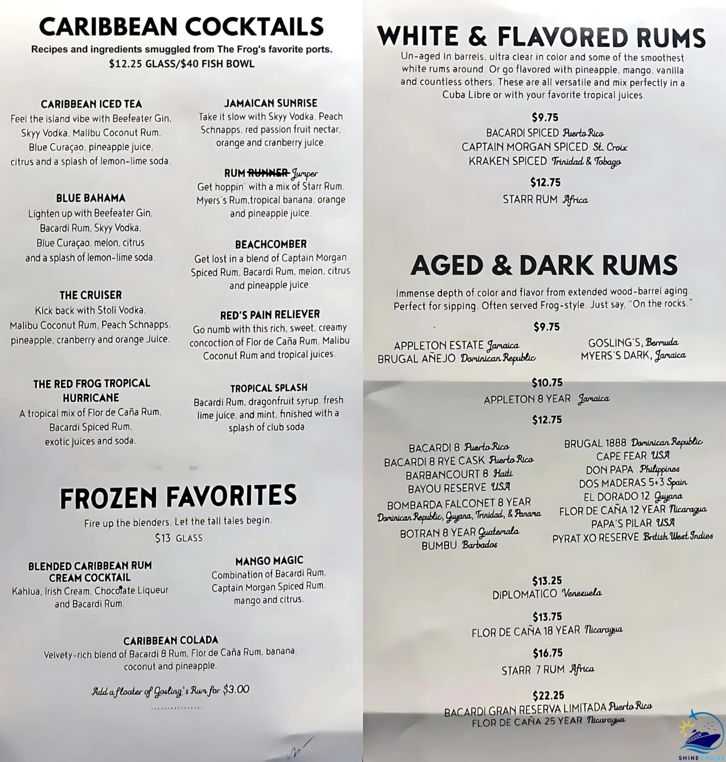Carnival Red Frog Pub Menu 2025 with Prices and Tips
