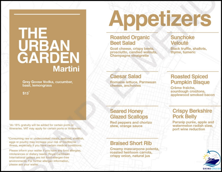 Royal Caribbean 150 Central Park Menu 2025 with Price & Info