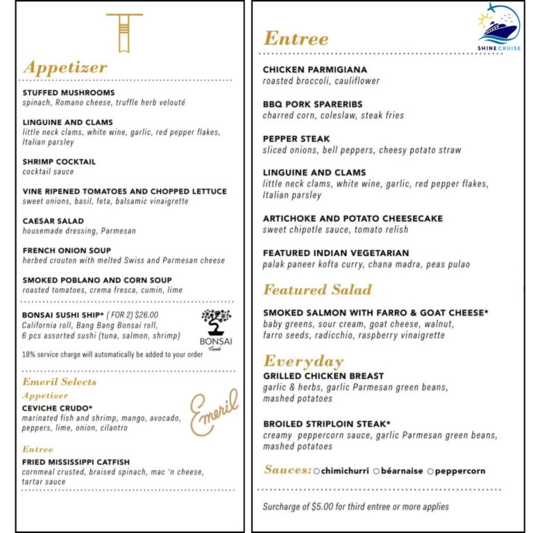 Carnival 14 Day Cruise Menu for 2026 with Dining Guide
