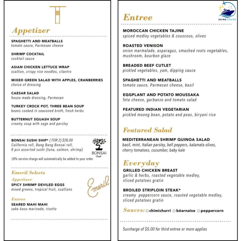 Carnival 14 Day Cruise Menu for 2026 with Dining Guide
