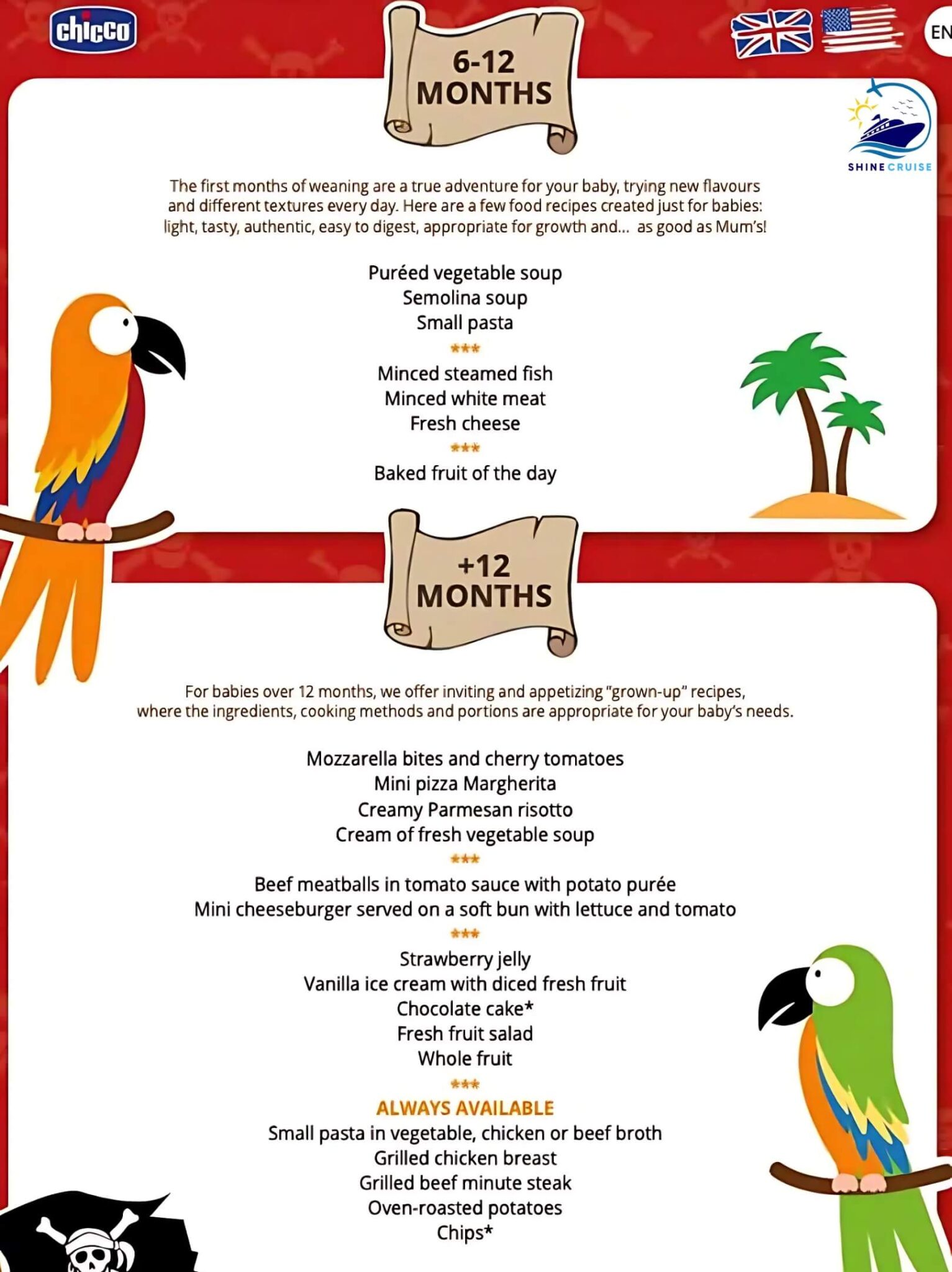 MSC Main Dining Room Menus for 2026 for all Ships