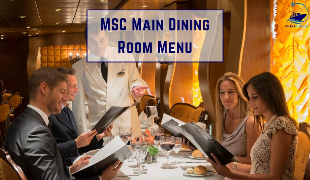 MSC Main Dining Room Menus for 2026 for all Ships