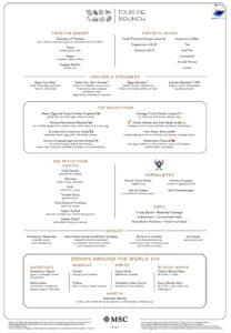 MSC Main Dining Room Menus for 2026 for all Ships