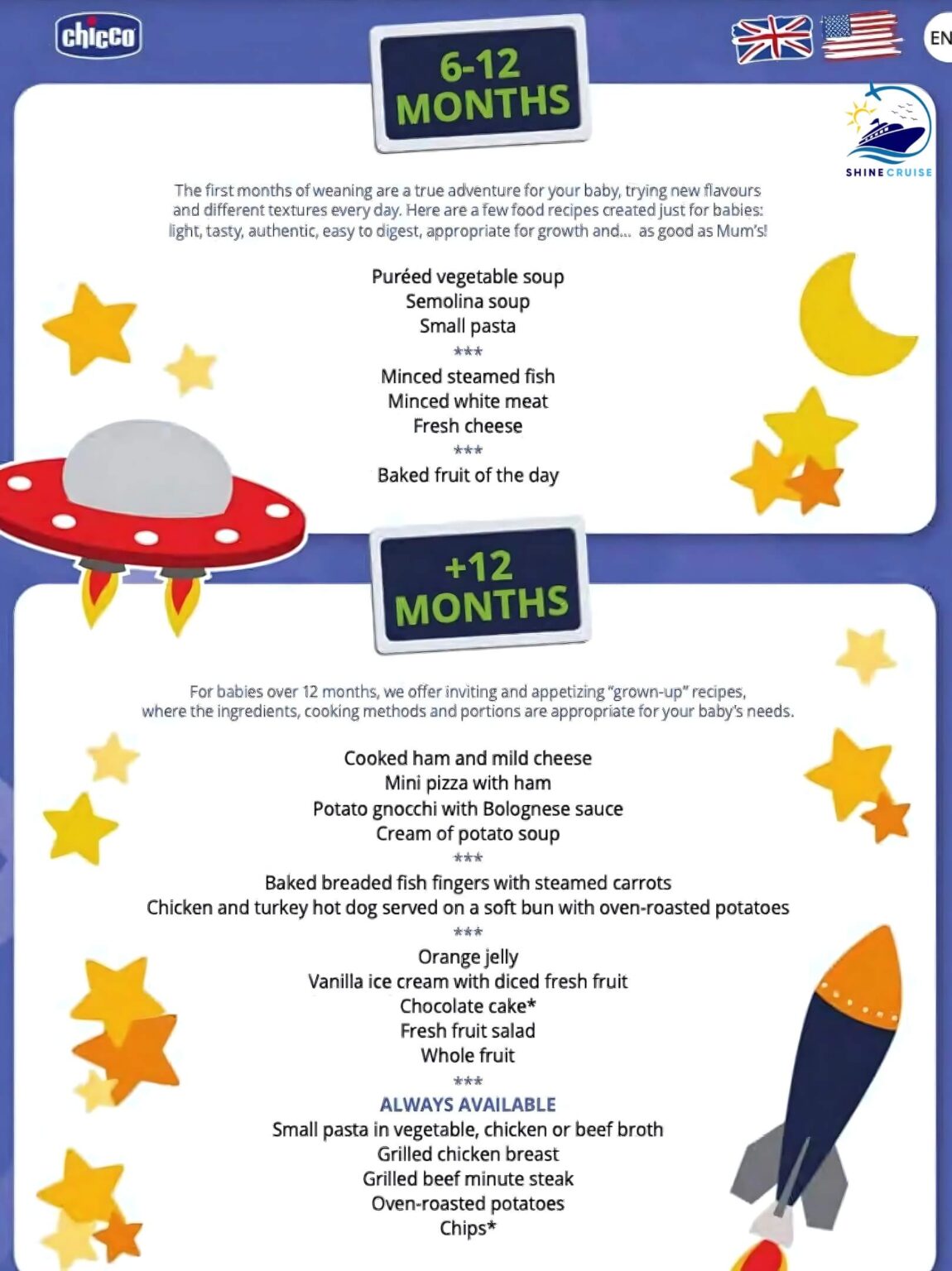 MSC Main Dining Room Menus for 2026 for all Ships