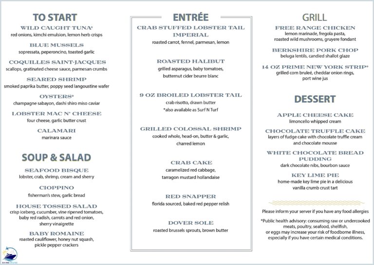 Carnival Rudi's Seagrill Menus for 2026 with Cost & Reviews