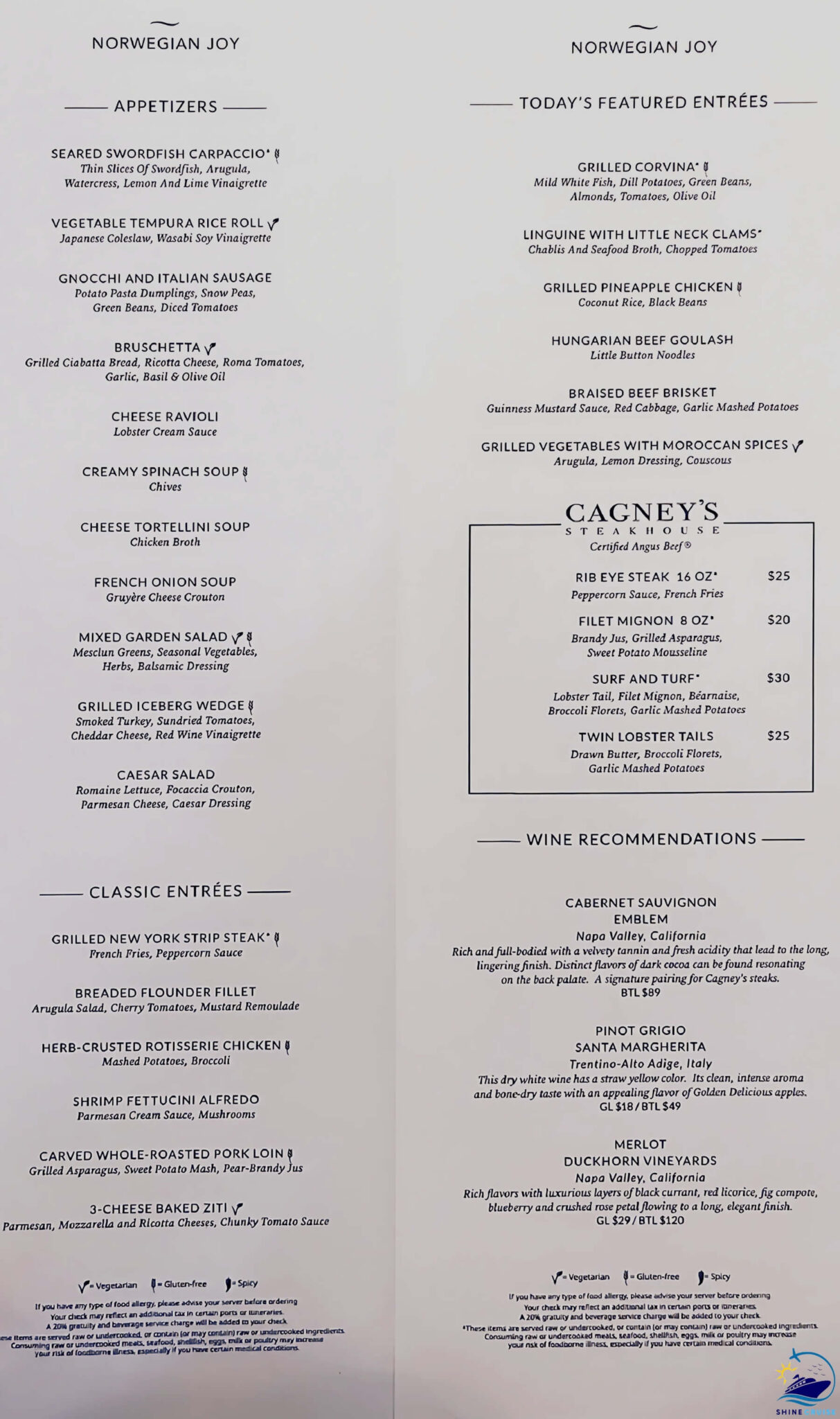 NCL Main Dining Room Menus 2025: Breakfast, Lunch & Dinner