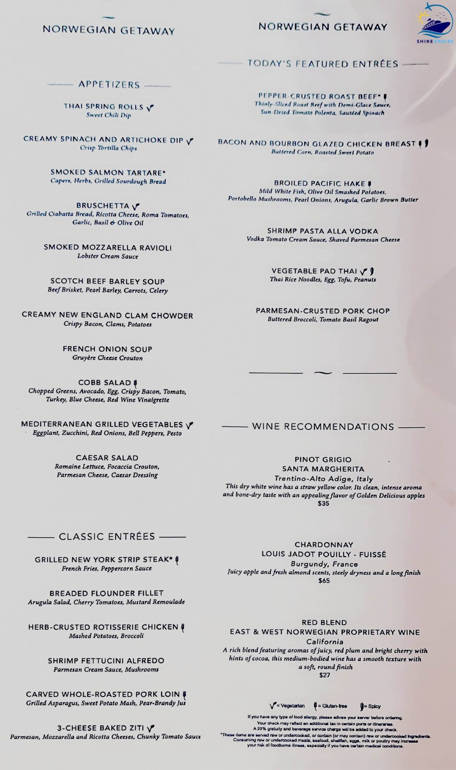 NCL Main Dining Room Menus 2025: Breakfast, Lunch & Dinner