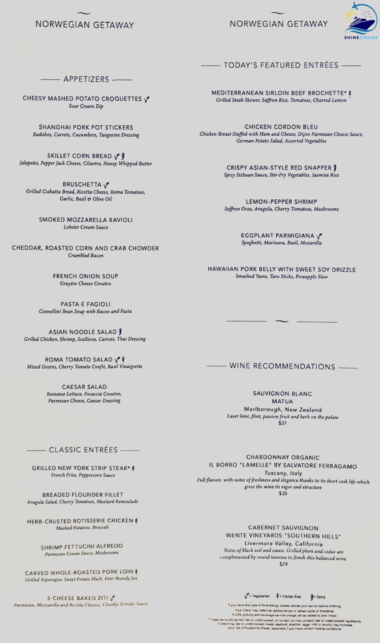 NCL Main Dining Room Menus 2025: Breakfast, Lunch & Dinner