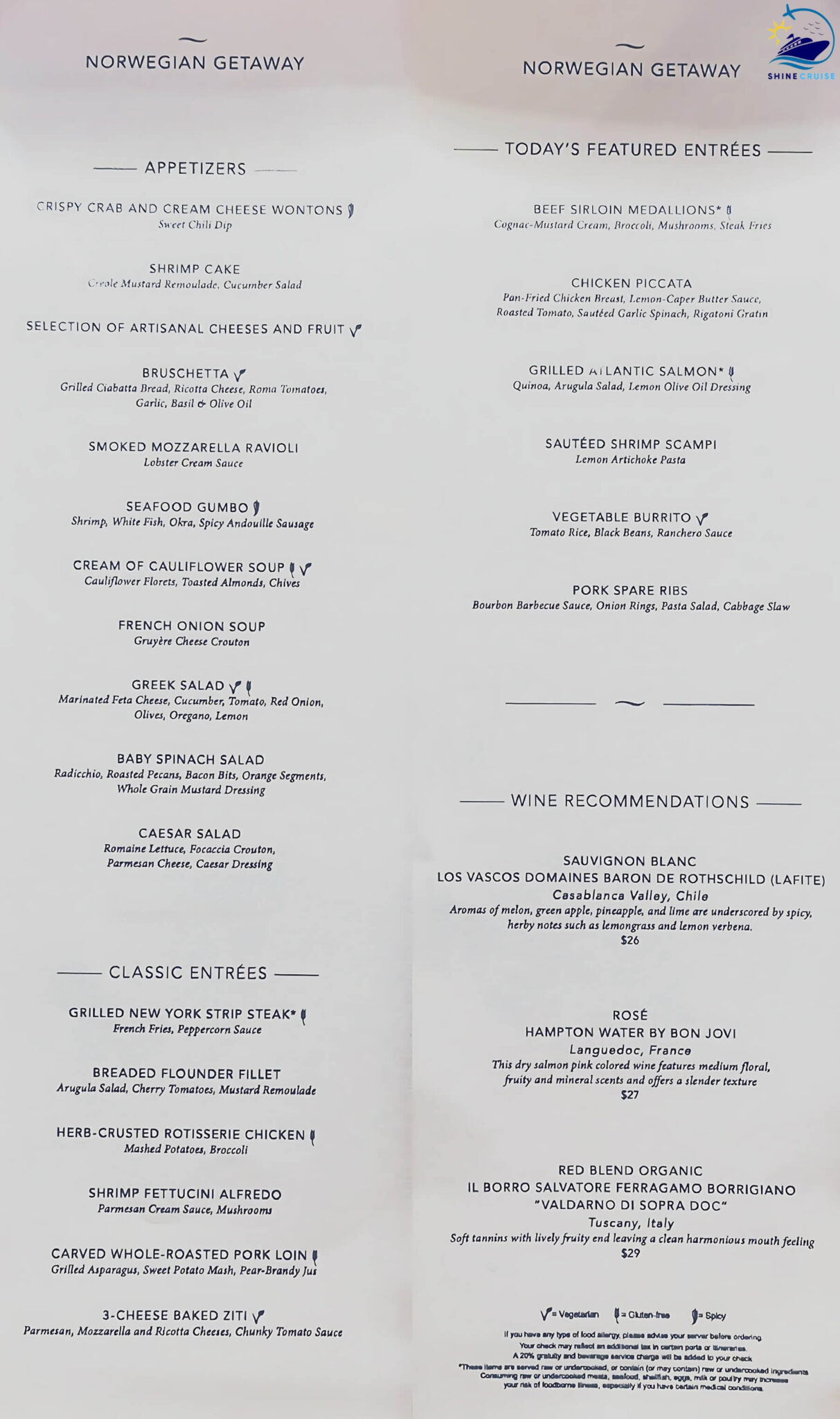NCL Main Dining Room Menus 2025: Breakfast, Lunch & Dinner