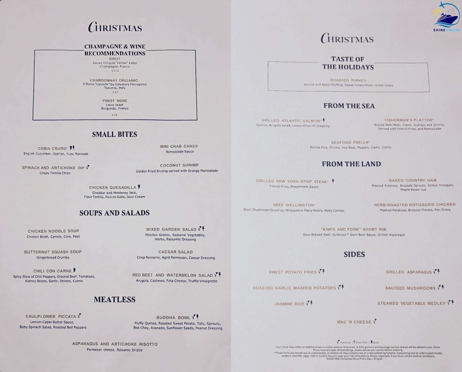 NCL Main Dining Room Menus 2026 for all Ships