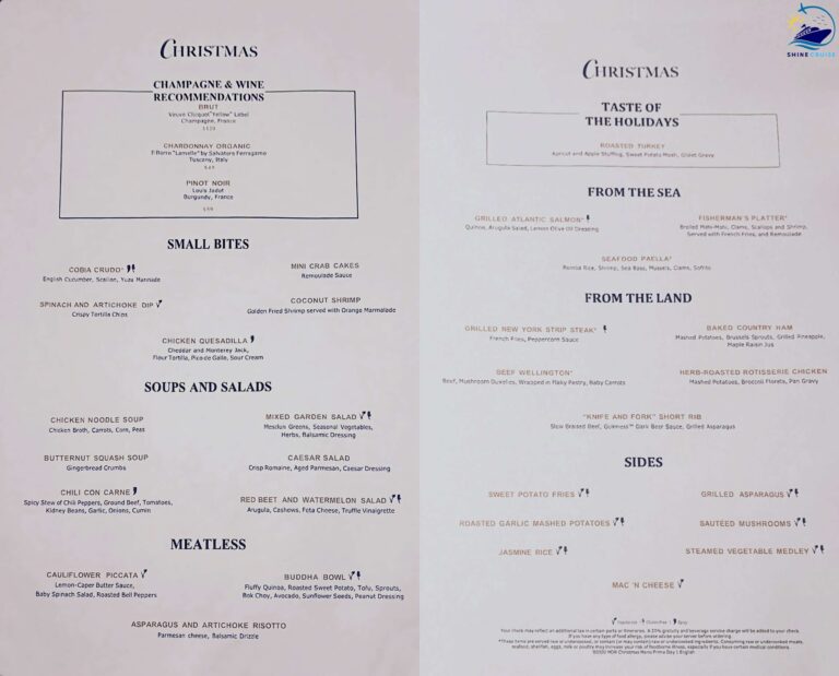 NCL Main Dining Room Menus 2026 for all Ships