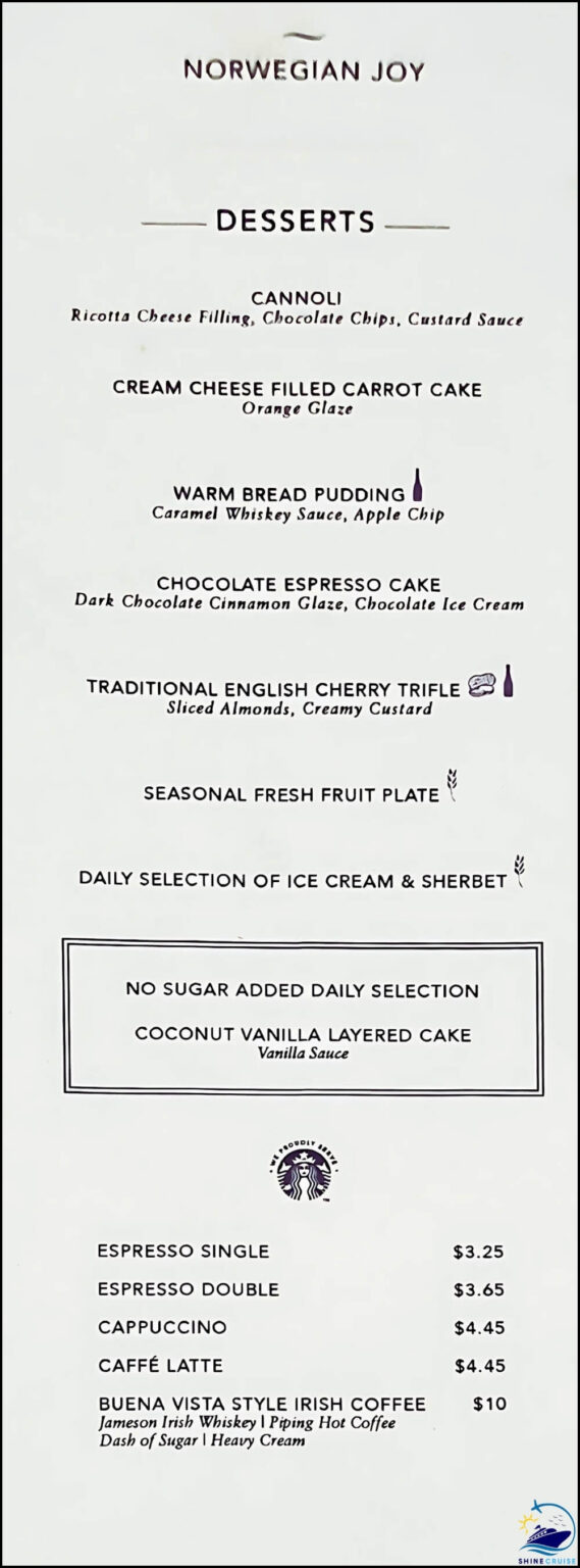 NCL Main Dining Room Menus 2025: Breakfast, Lunch & Dinner