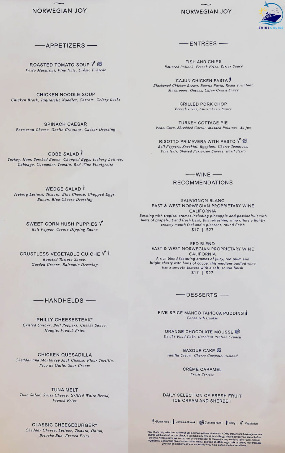 NCL Main Dining Room Menus 2025: Breakfast, Lunch & Dinner
