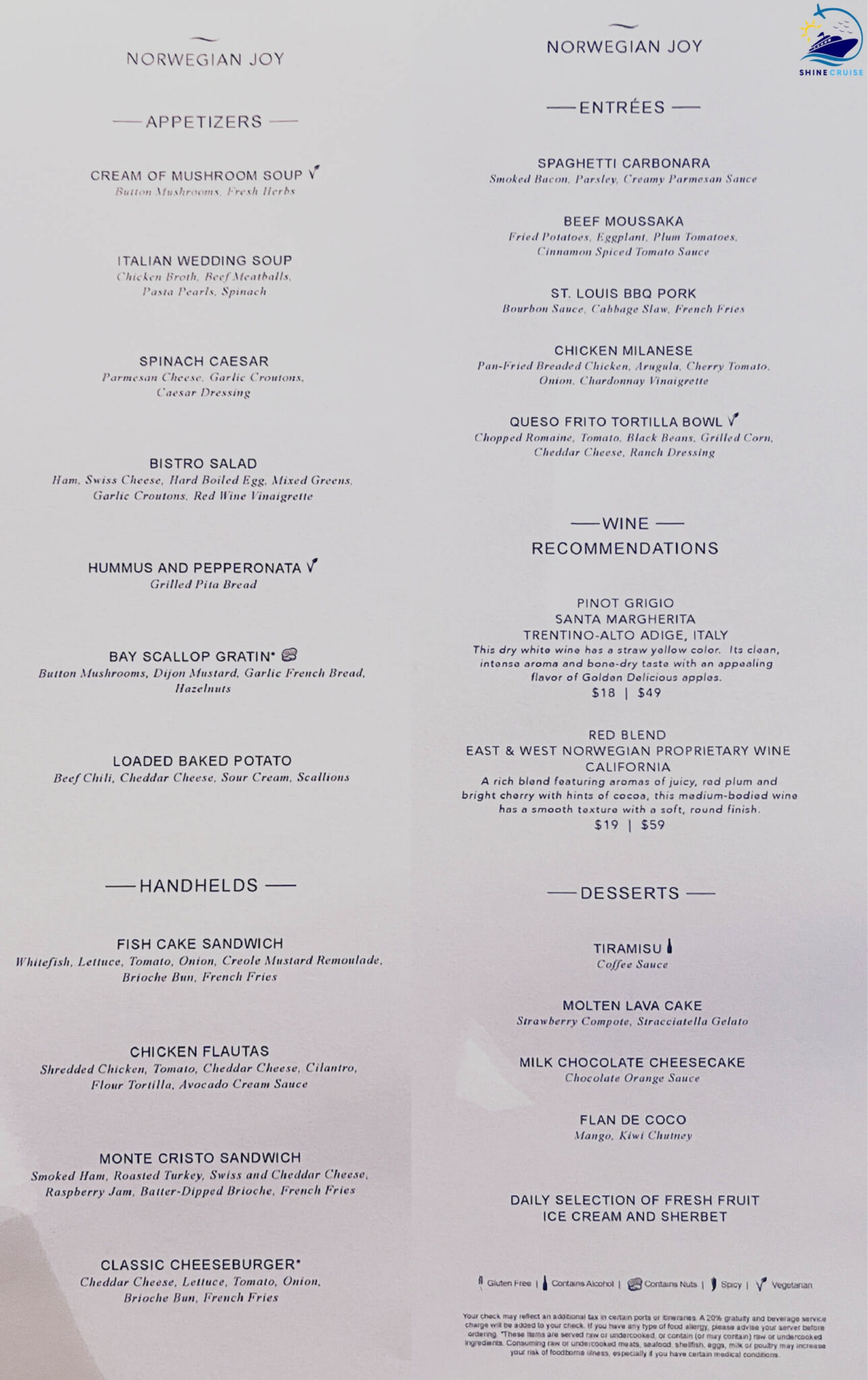 NCL Main Dining Room Menus 2025: Breakfast, Lunch & Dinner