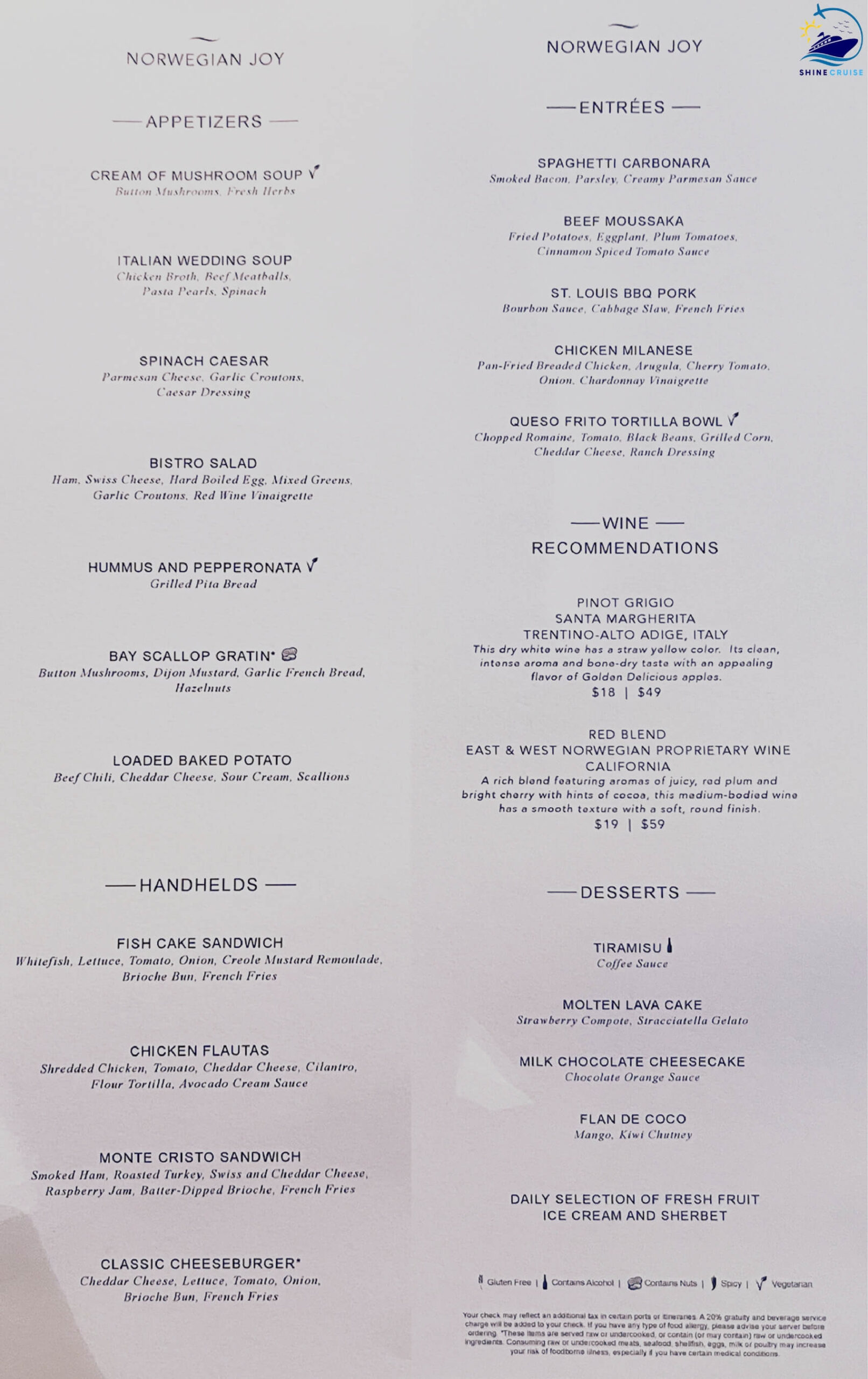 NCL Main Dining Room Menus 2025: Breakfast, Lunch & Dinner