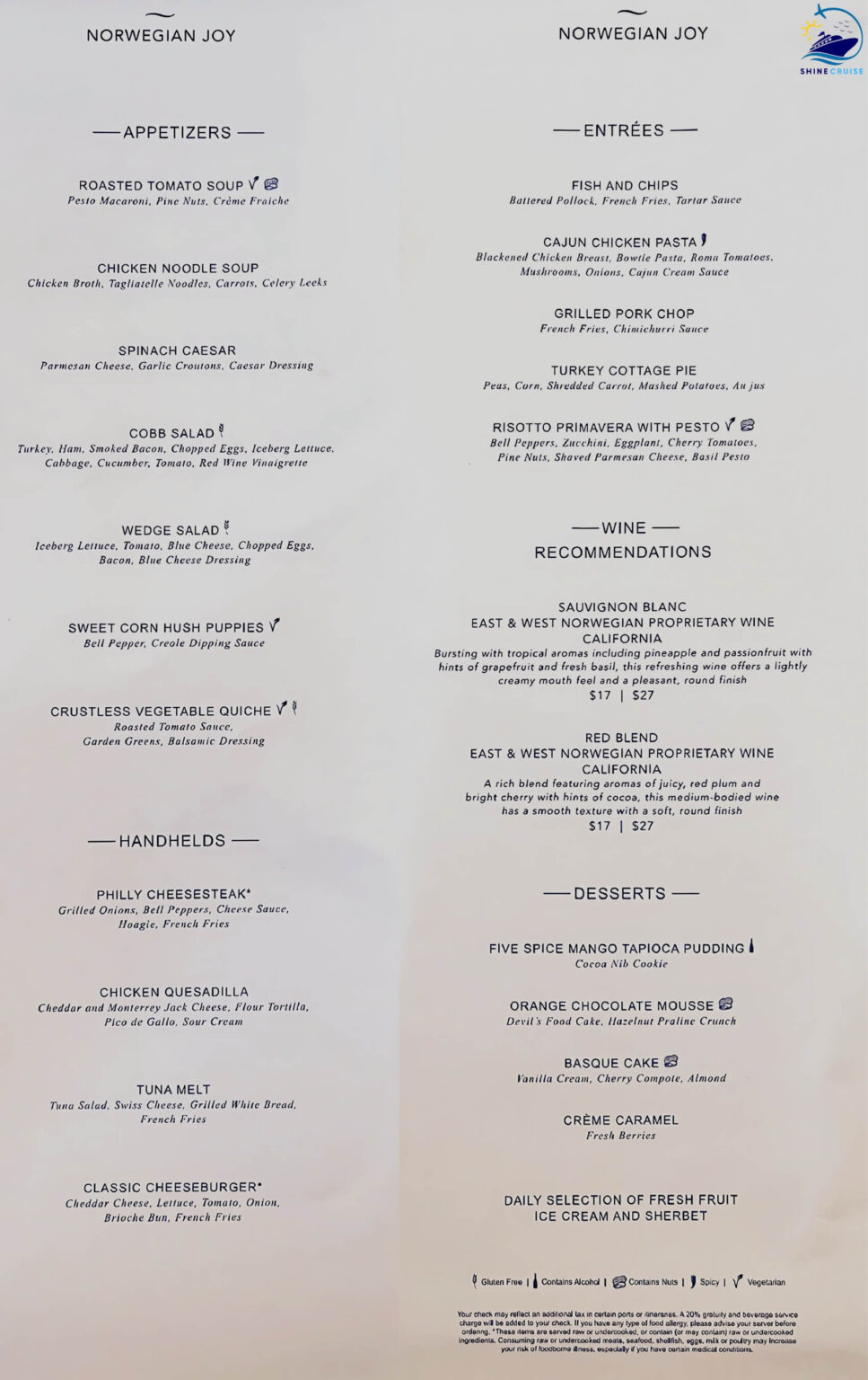 NCL Main Dining Room Menus 2025: Breakfast, Lunch & Dinner