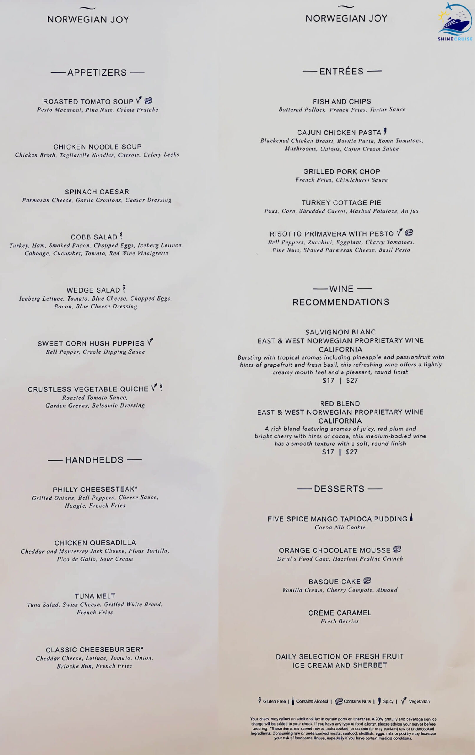 NCL Main Dining Room Menus 2025: Breakfast, Lunch & Dinner