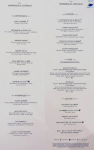 NCL Main Dining Room Menus 2025: Breakfast, Lunch & Dinner