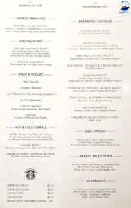 NCL Main Dining Room Menus 2025: Breakfast, Lunch & Dinner