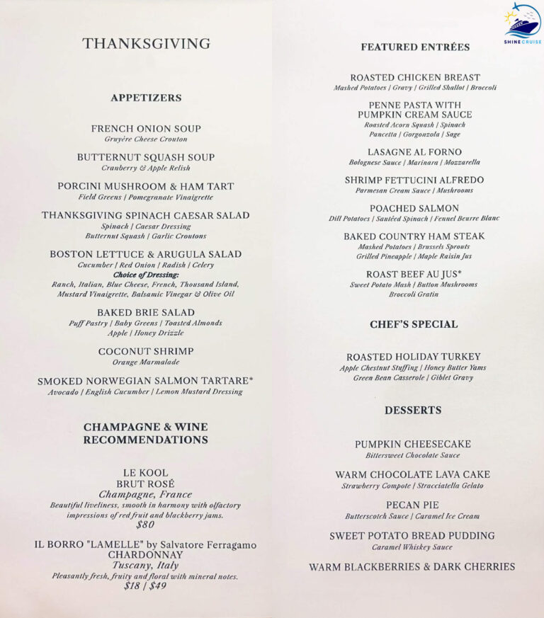 NCL Main Dining Room Menus 2026 for all Ships