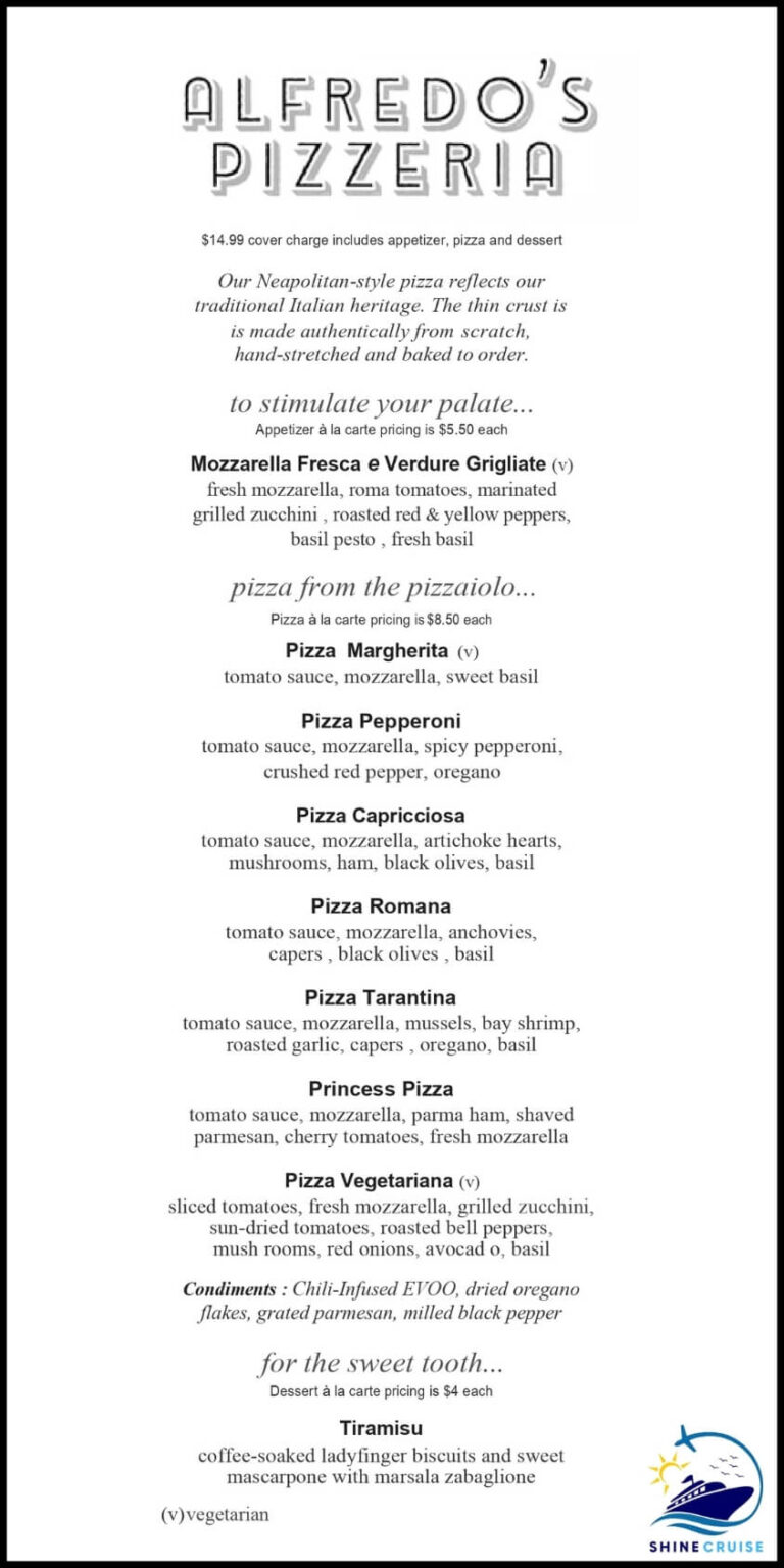 Princess Casual Dining Menus 2025 For All Ships