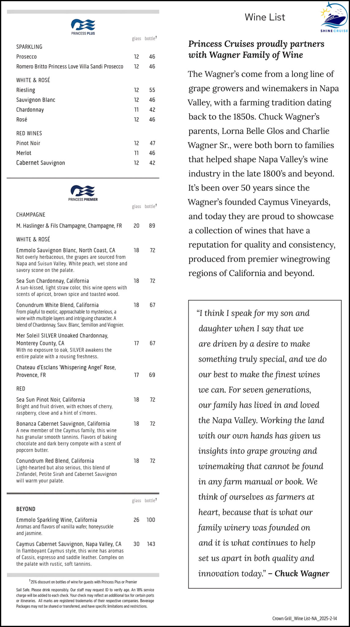 Princess Crown Grill Menus for 2026 with Cost & Review