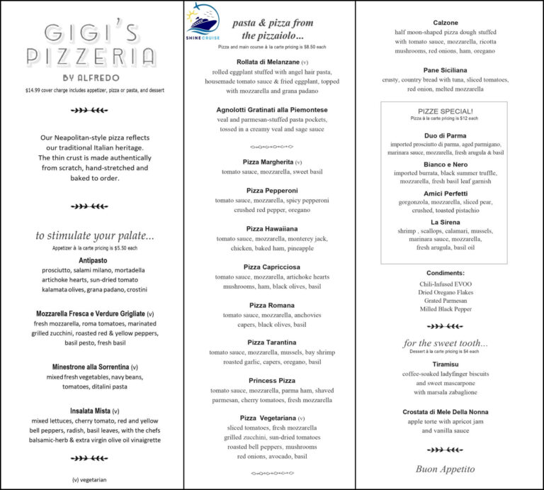 Princess Casual Dining Menus 2025 For All Ships