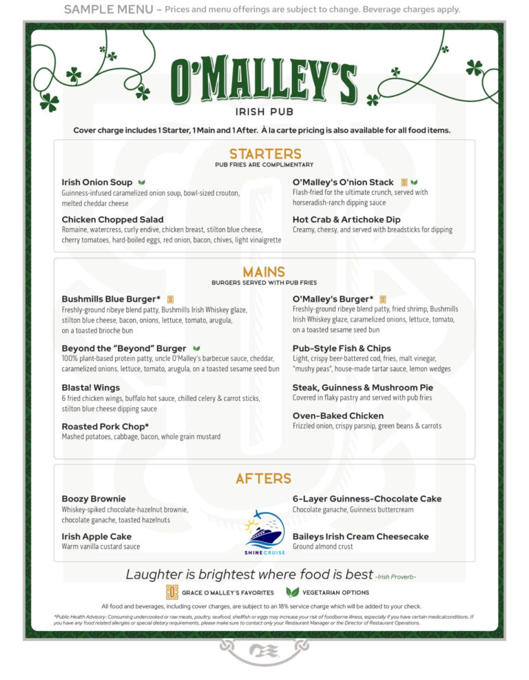 Princess Casual Dining Menus 2025 For All Ships