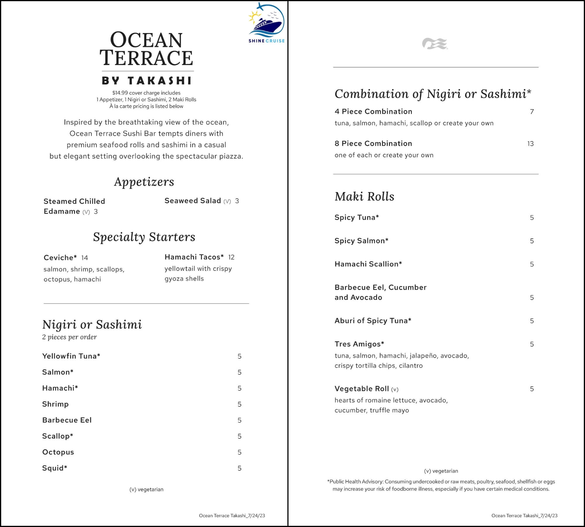 Princess Casual Dining Menus 2025 For All Ships