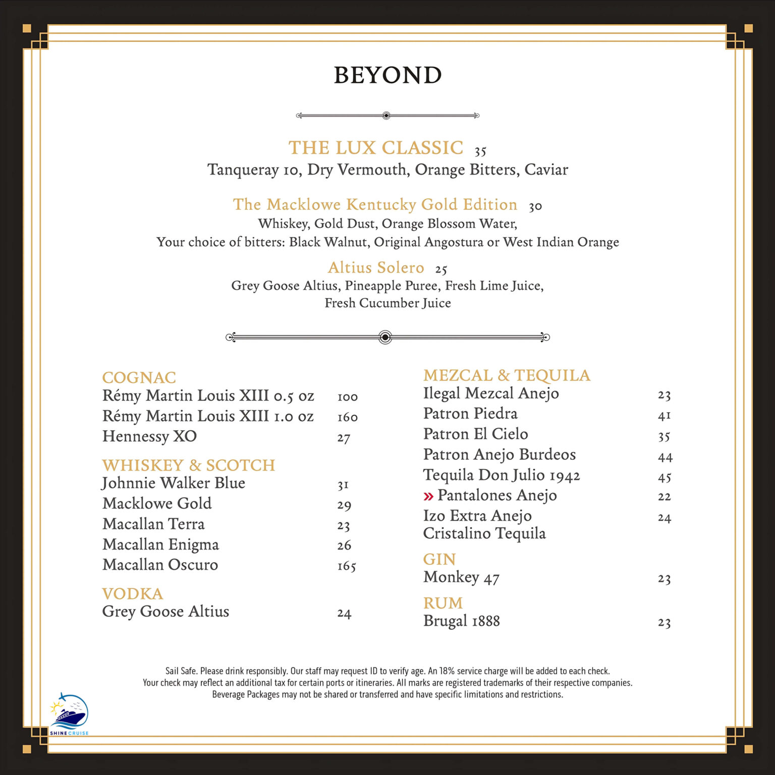 Princess Cruises Drinks Menu 2026 with Prices for all Ships