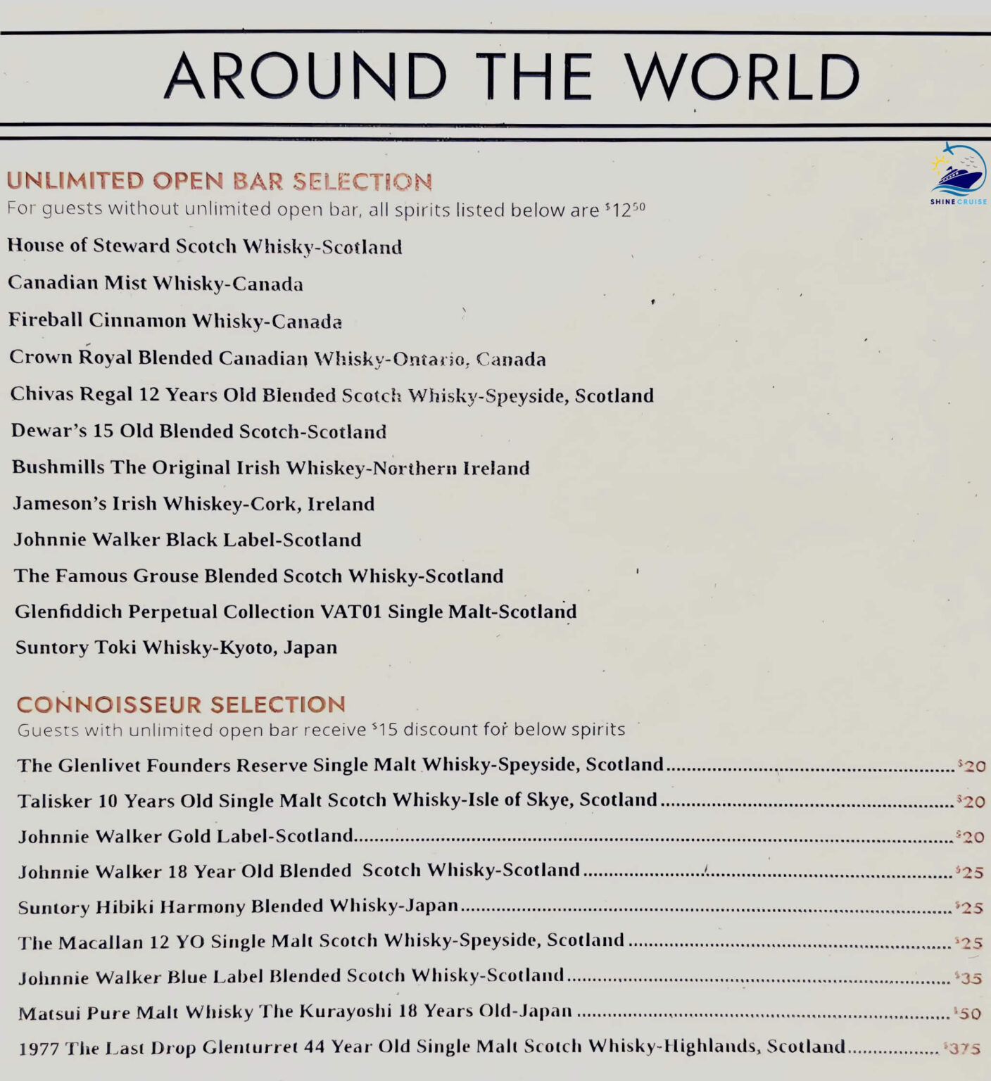 NCL Drink Menu 2025 with Bar Prices for all Norwegian Ships