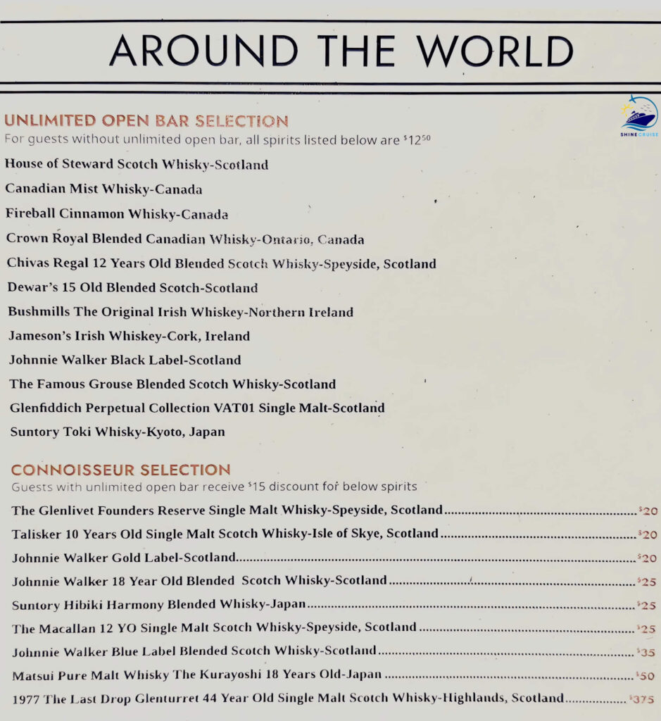 NCL Drink Menu 2025 with Bar Prices for all Norwegian Ships