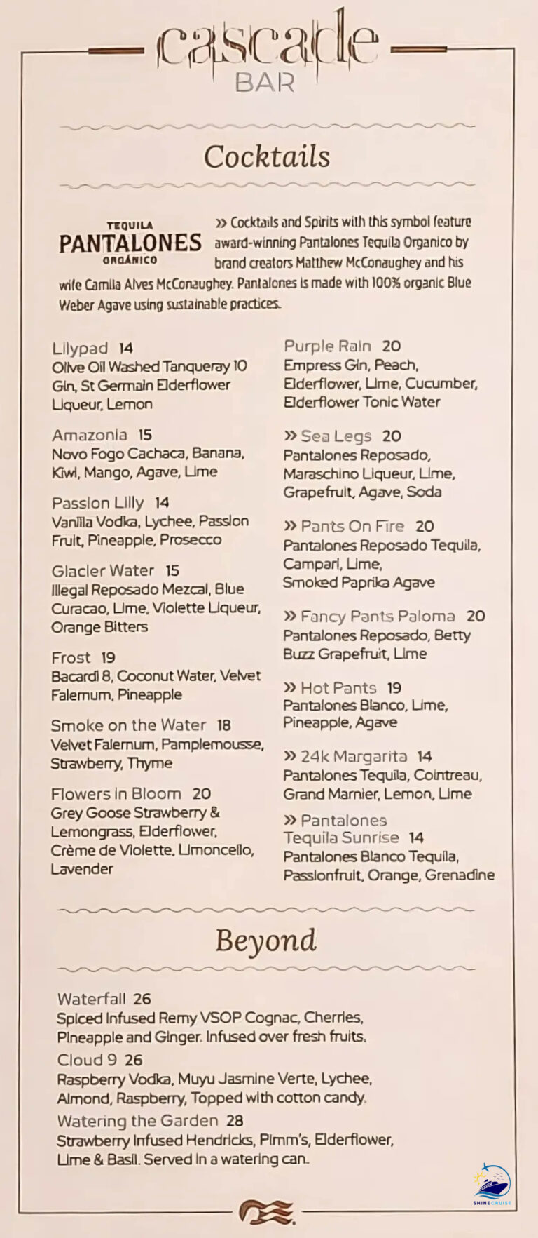 Princess Cruises Drinks Menu 2025 with Prices for all Ships