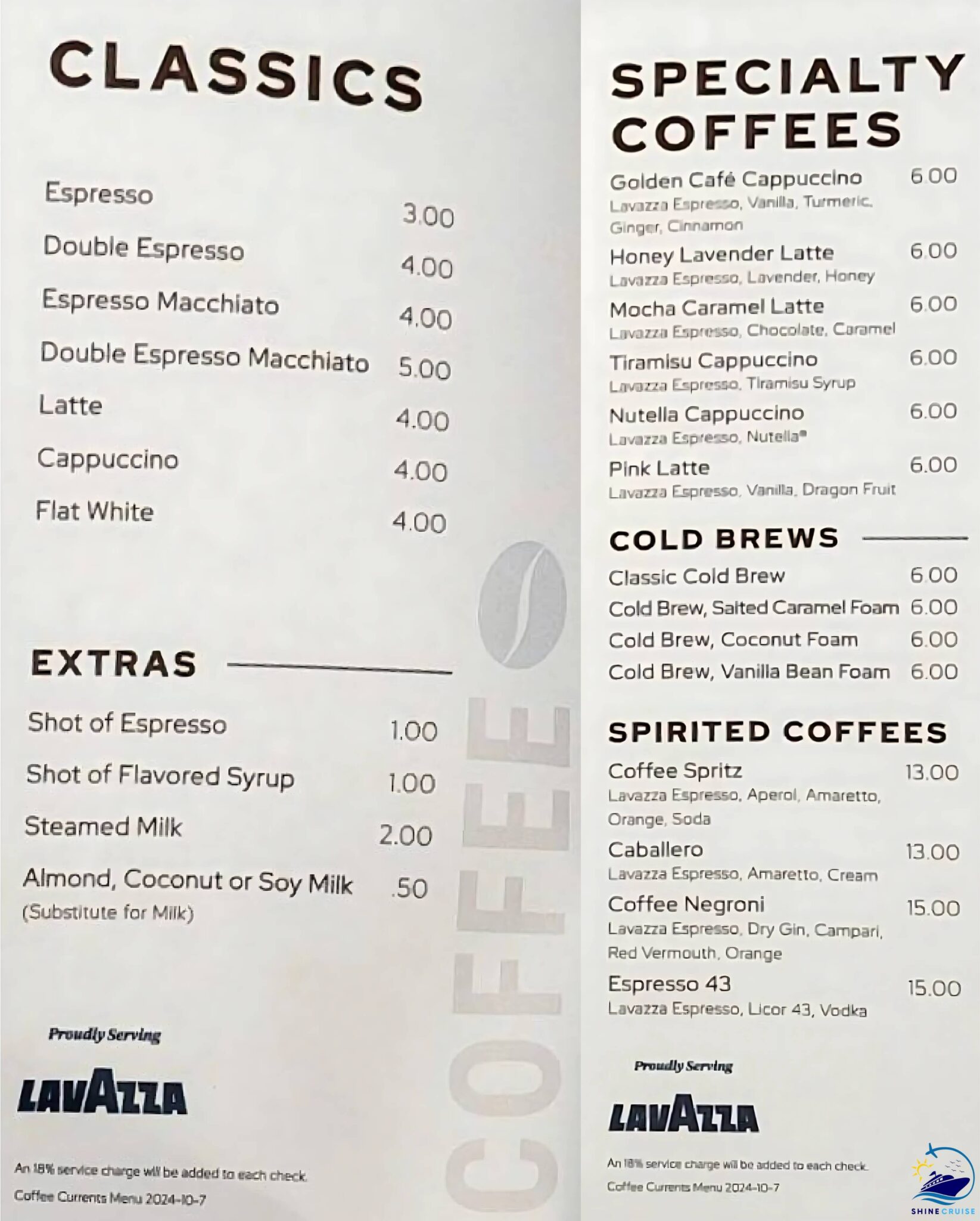 Princess Cruises Drinks Menu 2026 with Prices for all Ships