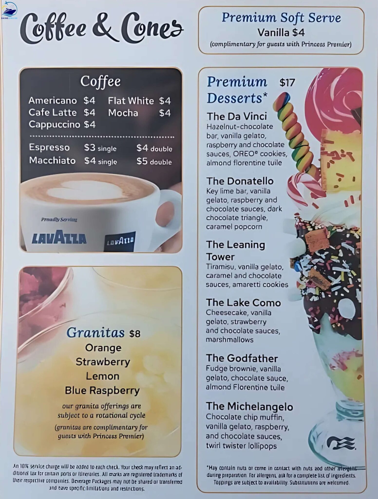 Princess Cruises Drinks Menu 2025 with Prices for all Ships