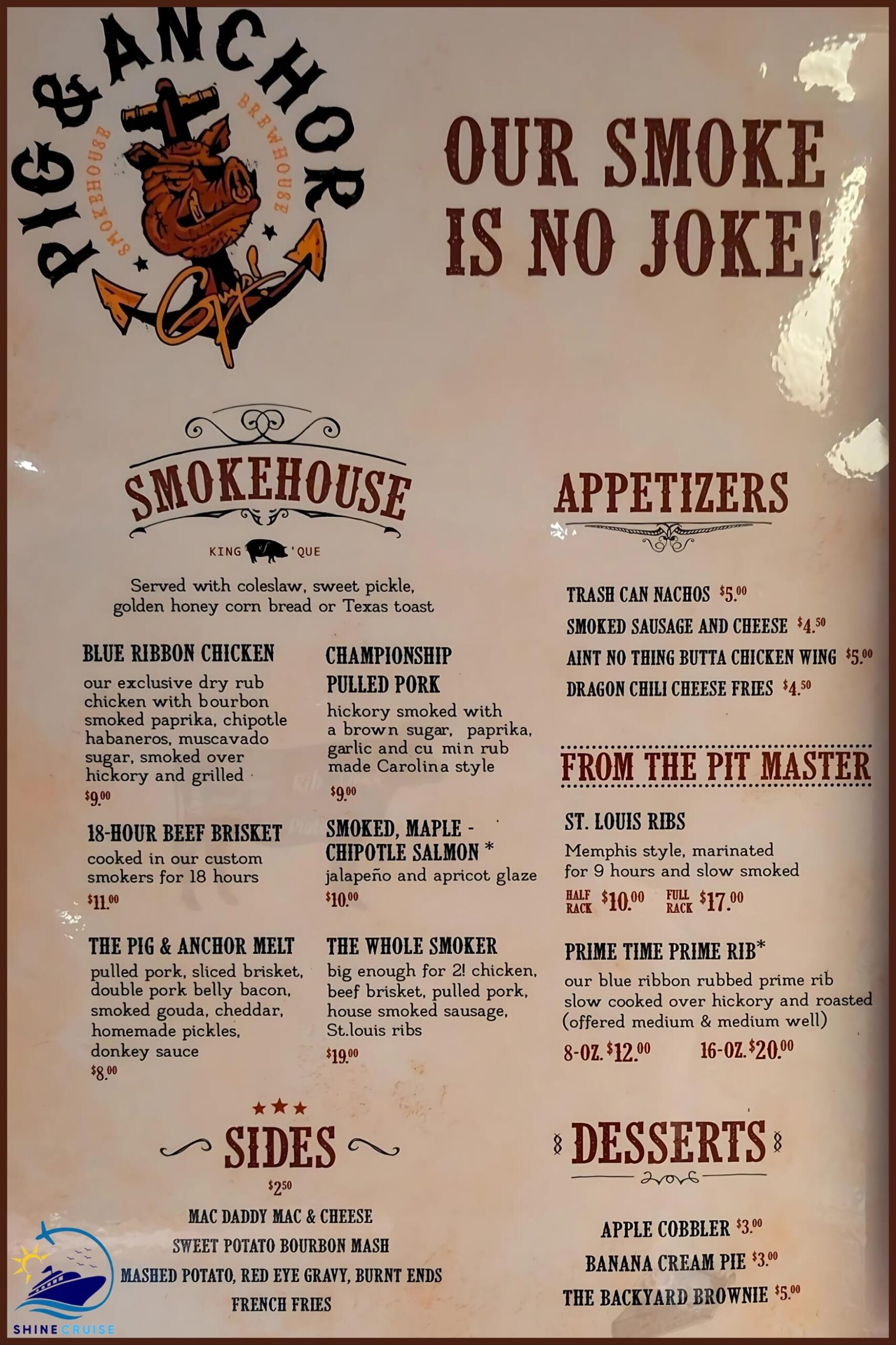 Carnival Guy's Pig and Anchor Smokehouse | Brewhouse Menu