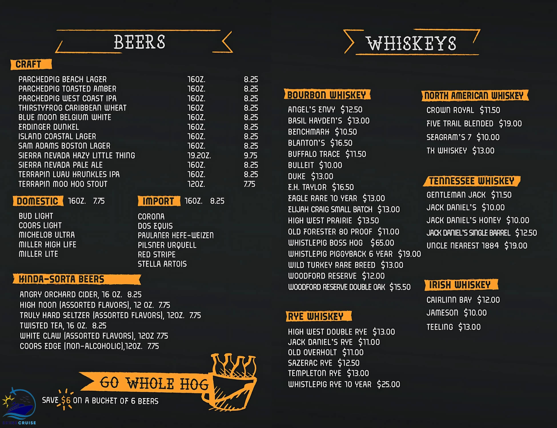 Carnival Guy's Pig and Anchor Smokehouse | Brewhouse Menu