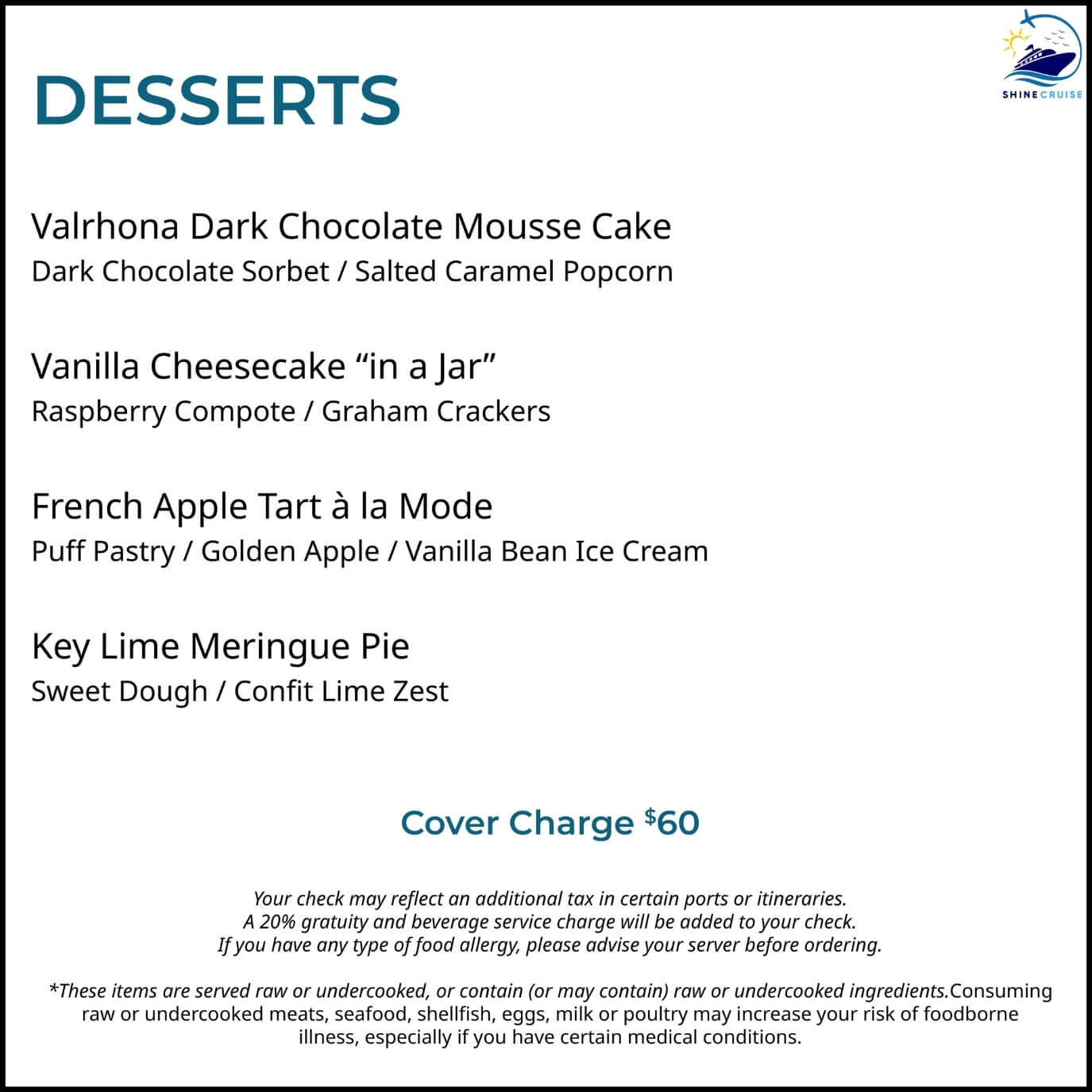 NCL Ocean Blue Menus for 2026 with Cost and Review